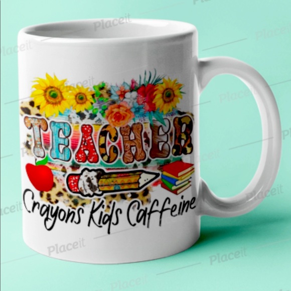 Other | Teacher Kids Crayons Caffeine Coffee Mug Tea Cup | Poshmark